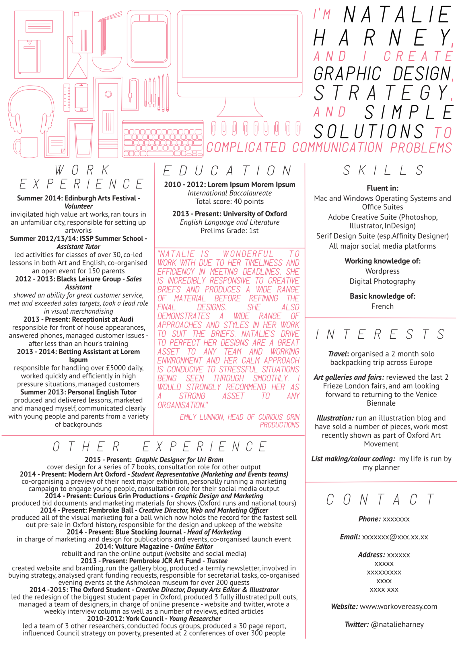 My Guide to Designing a Creative CV/Resume – Work Over Easy